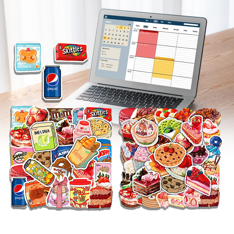50Pcs Delicious Food Waterproof Graffiti Stickers Realistic Food ...