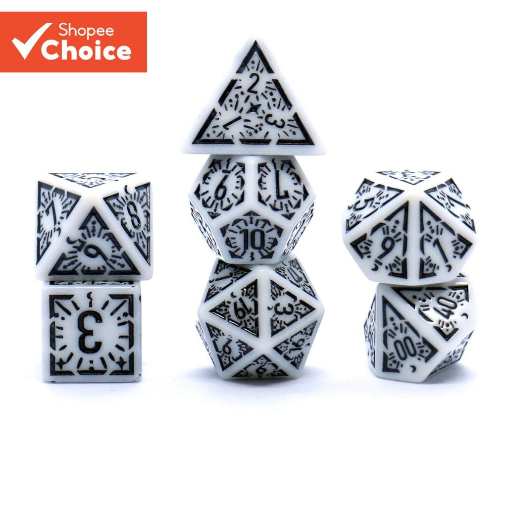 Classical Rune Relief Board Game Set TRPG Dice 7PCS Polyhedral Table Game Dice | Shopee Malaysia