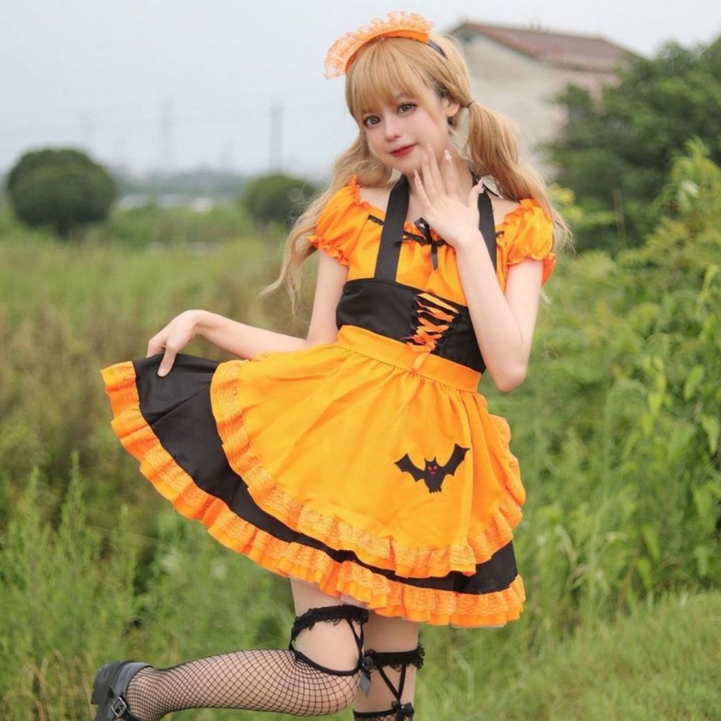 Cross-Border COSPLAY Halloween Embroidered Maid Costume Maid Costume ...