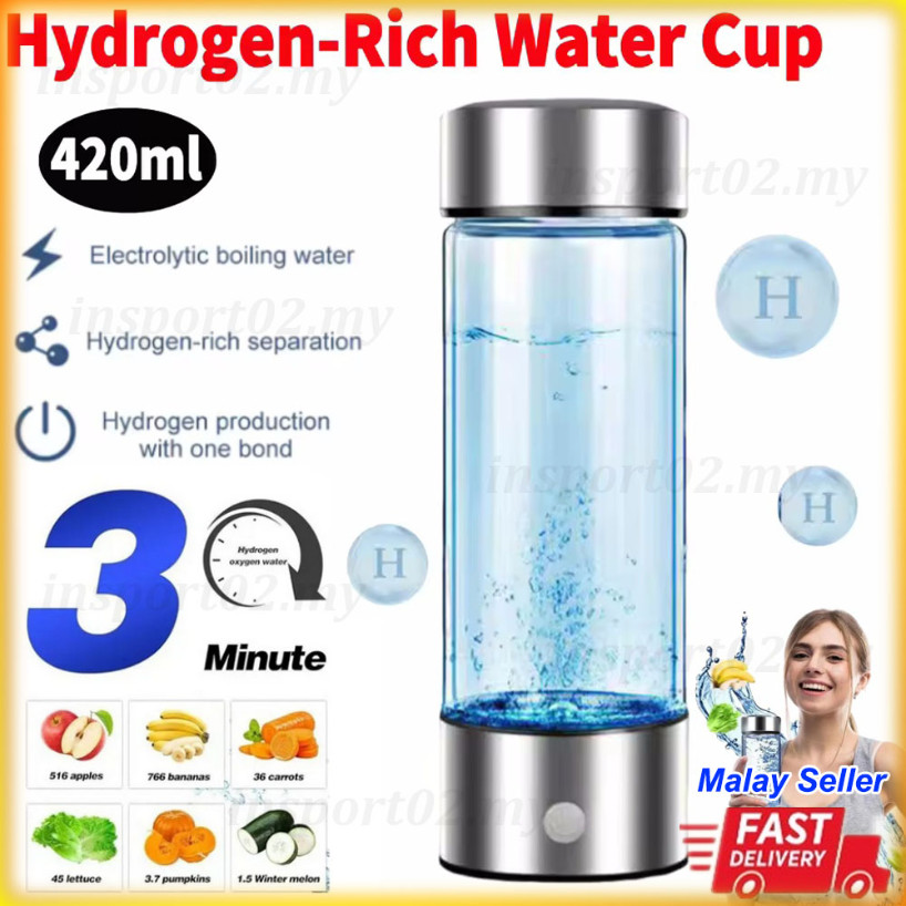 Hydrogen Rich Water Cup 420ml Electric Water Generator Bottle 3 Minute Mode Electrolytic Water ...