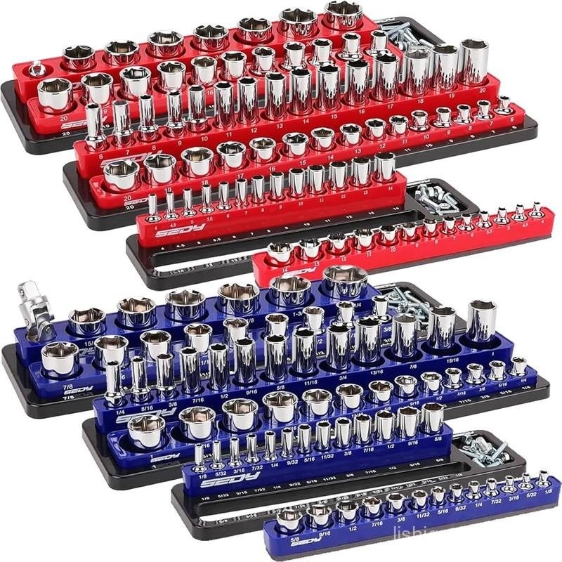 Set Penyusun Pemegang Soket Magnet: Dulang Penyimpanan Soket Pemacu ...