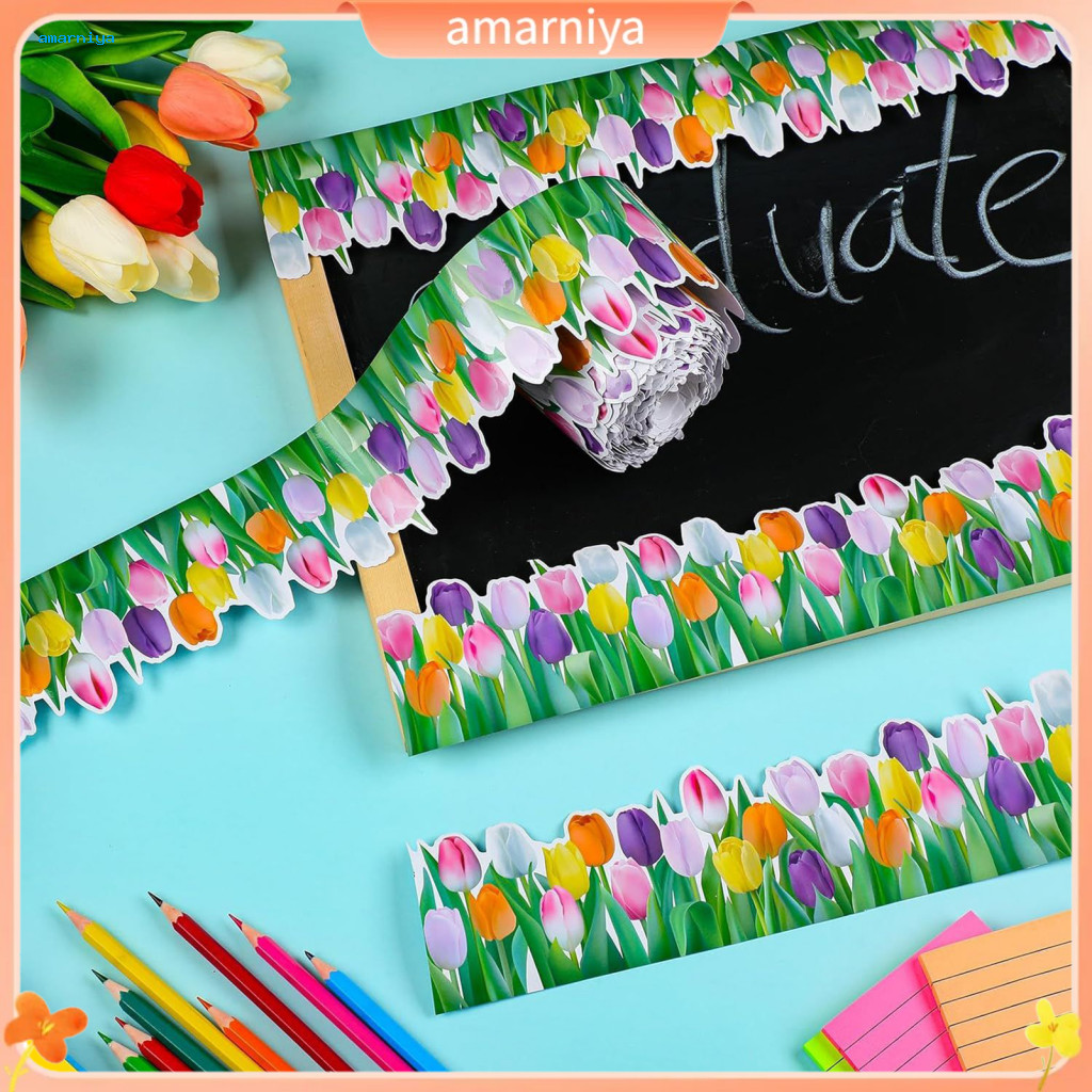 AMAR Instant Room Transformation Adhesive Paper Flower Trim Border ...