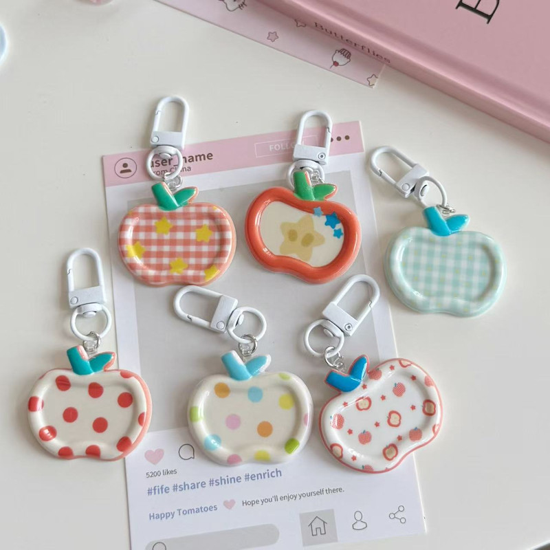 New Cartoon Apple-Shaped Resin Flat Back Keychain Suitable For Phone ...