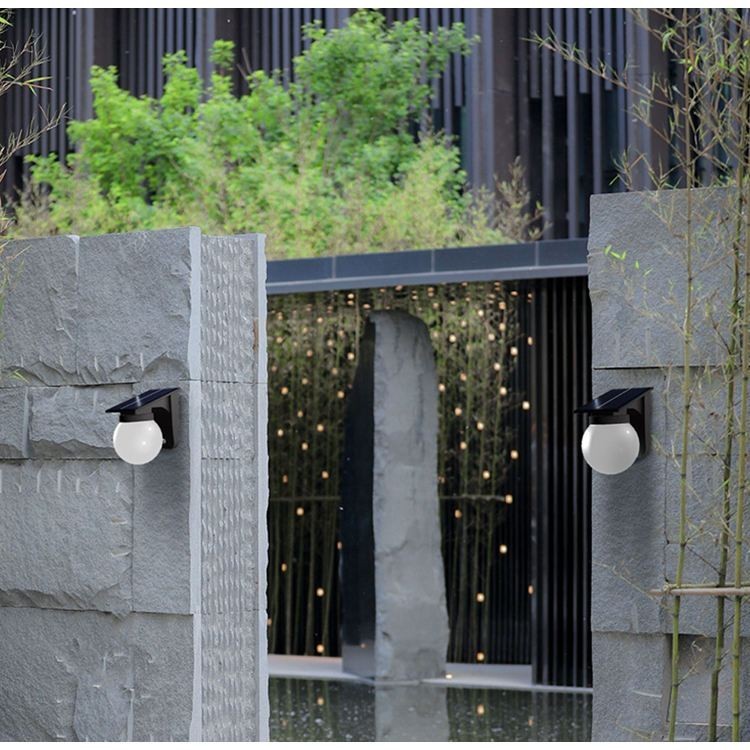 LED Solar Wall Lamp Spherical Shape Waterproof 6 LED Sensor Bright/Dim ...