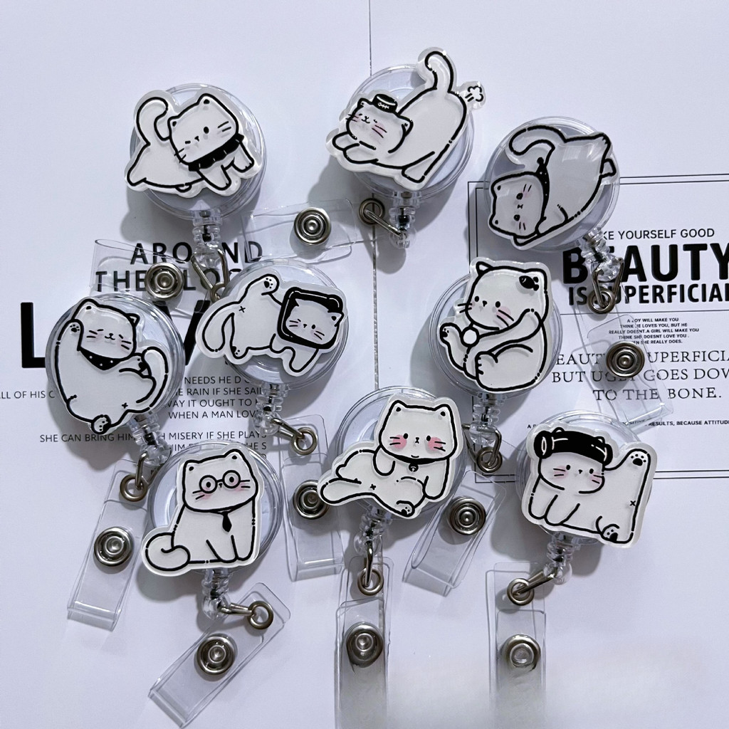 Cute Cartoon Kitten Acrylic Doctor Nurse Breast Card Easy To Pull ...