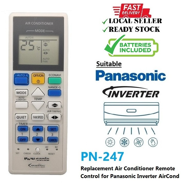 PN-247 Replacement Air Conditioner Remote Control for Panasonic ...