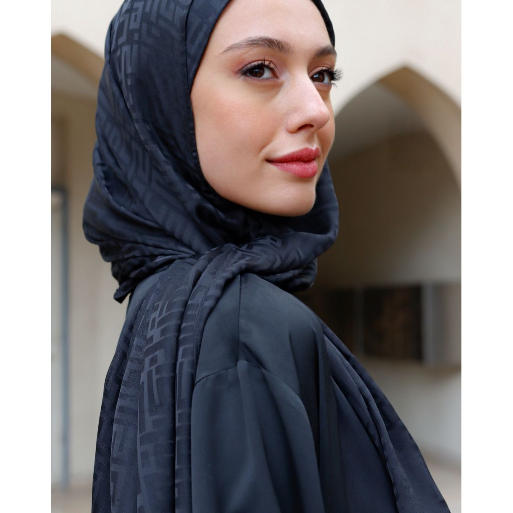 Bokitta Jacquard Monogram Black - Premium Plain Jacquard Crepe Satin ...