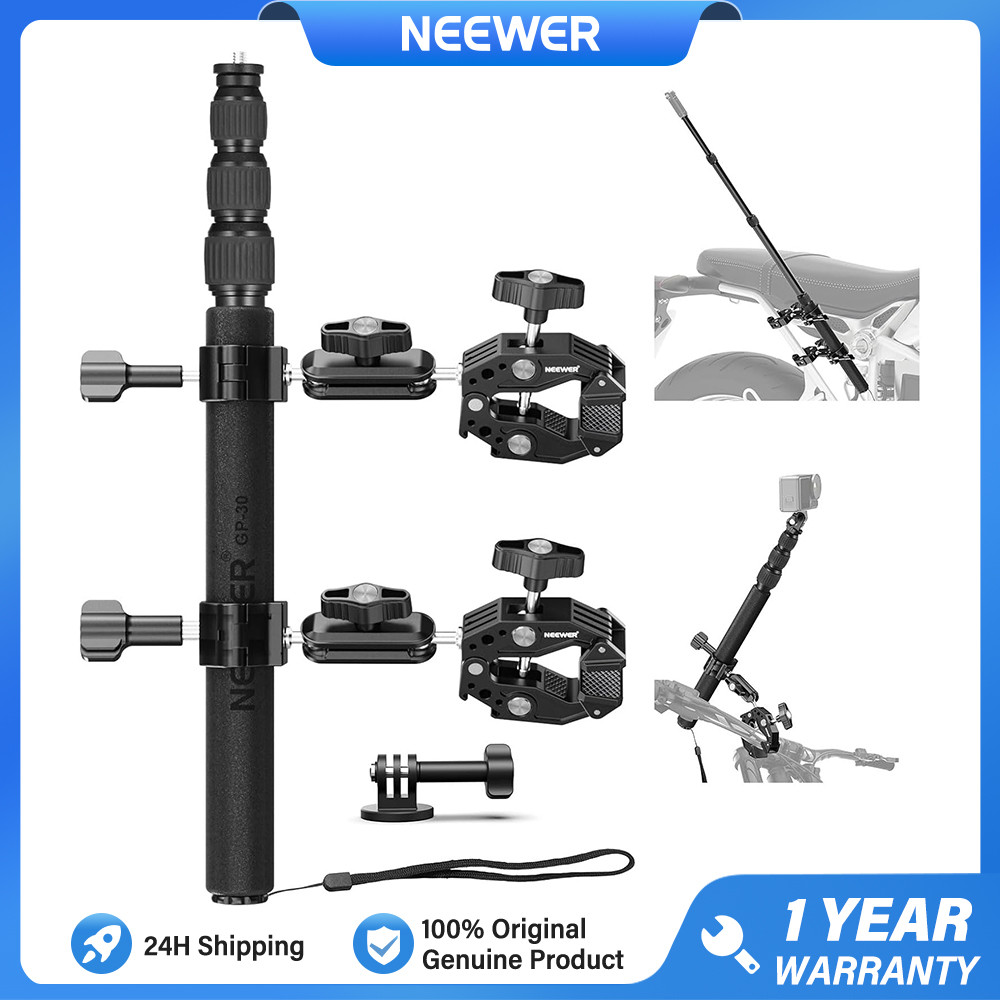 NEEWER GP-30 Motorcycle Camera Mount with Super Clamps & Action Camera ...