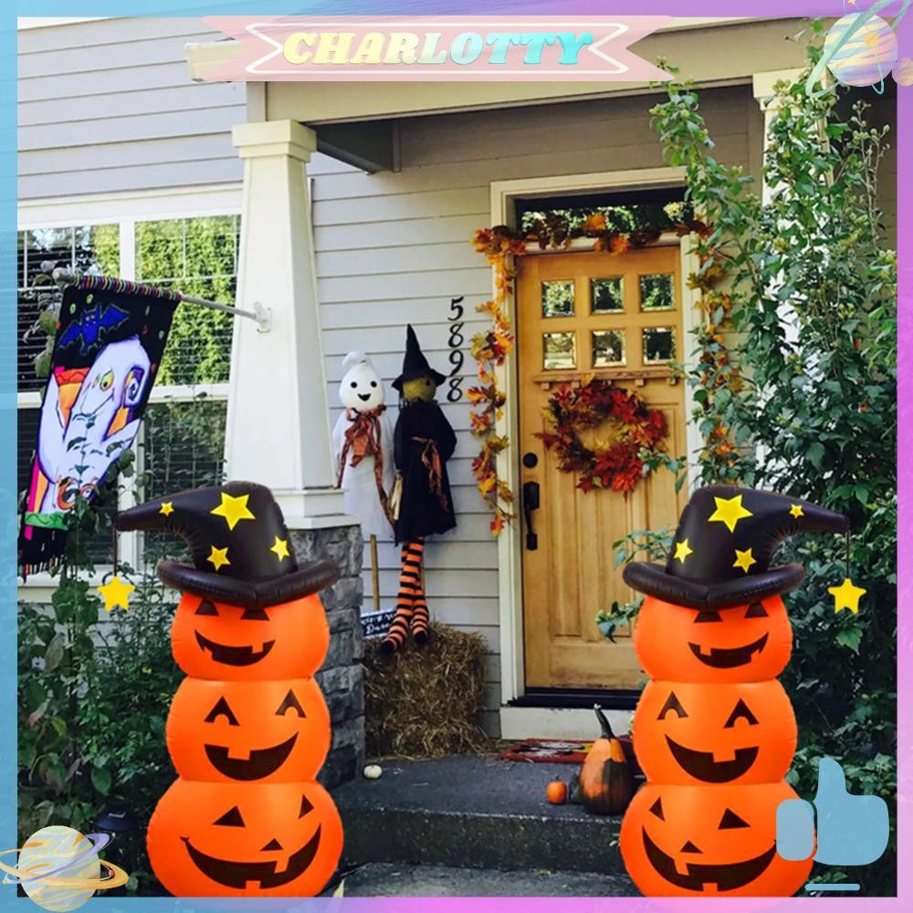 CHA Halloween Ghost Inflatable Model Scary Stacked Inflatable Pumpkins ...