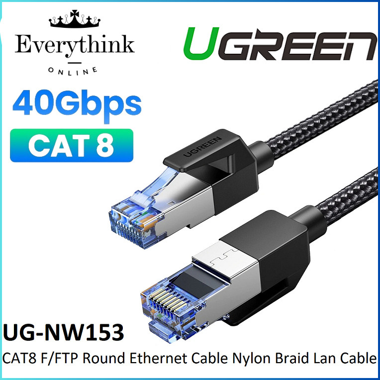 UGREEN NW153 CAT 8 F/FTP ROUND ETHERNET PATCH CABLE GIGABIT RJ45 ...