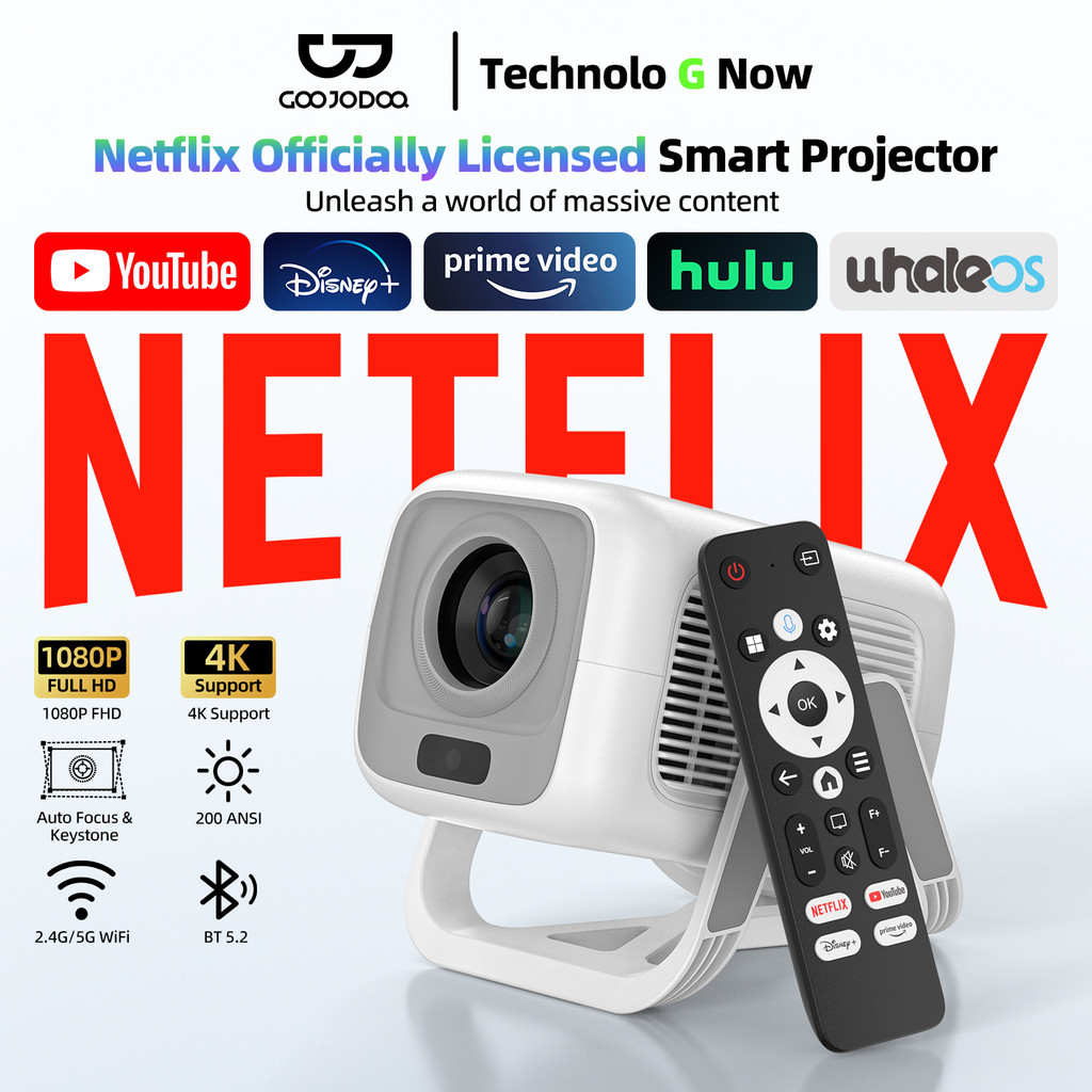 Goojodoq 1080P Full HD 200ANSI Projector, Bluetooth 5.2 Widely ...