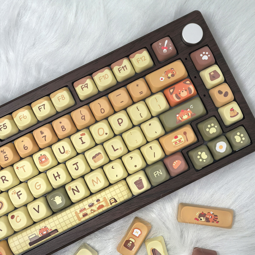 Red Pandas Cafe Keycap MOA Profile 120+ Keys PBT Dye Sublimation MAD 68 ...