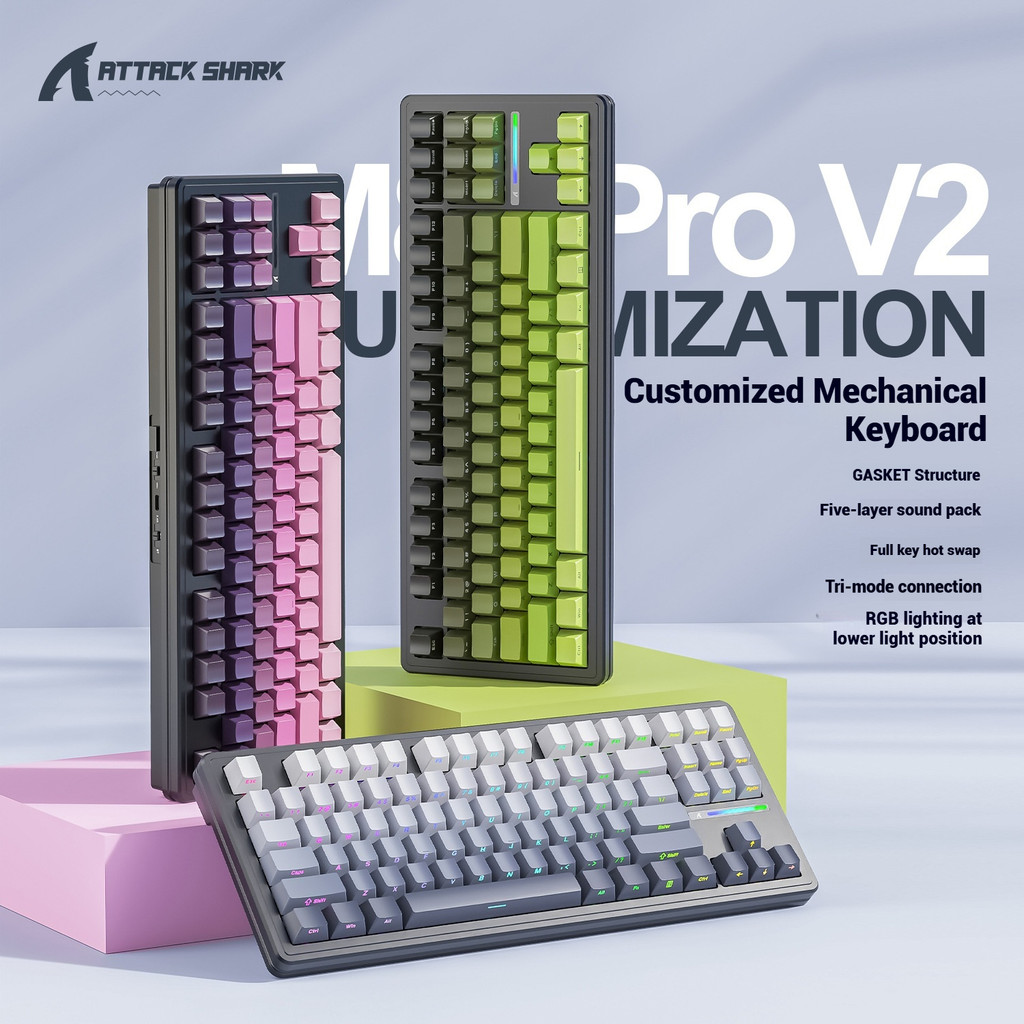 New M87 Wireless Bluetooth Mechanical Keyboard Three Mode RGB Luminous ...