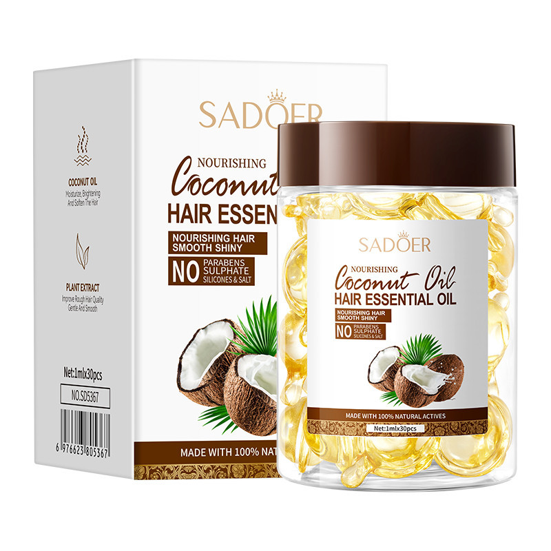 SADOER Nourishing Coconut Oil Hair Essential Oil Moisturizing Smooth Shiny Brighten Nourish ...