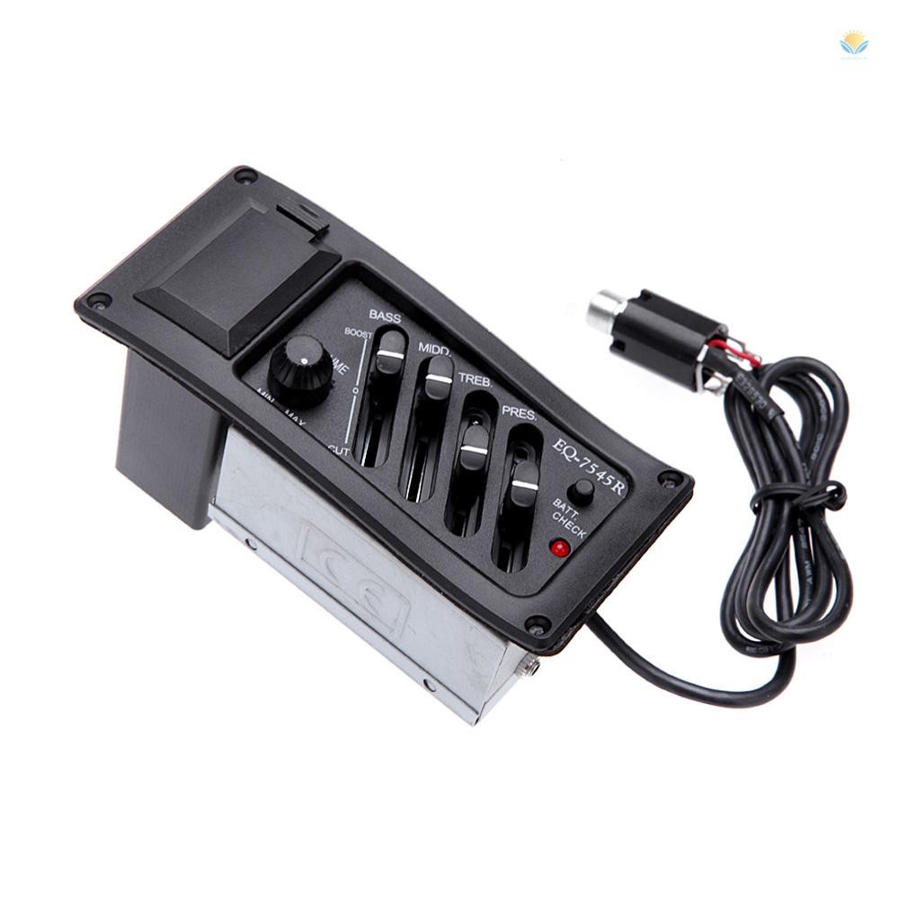 4-Band EQ Equalizer Piezo Pickup EQ-7545R Pre-Amp Acoustic Guitar Preamp Amplifier Tuner ...