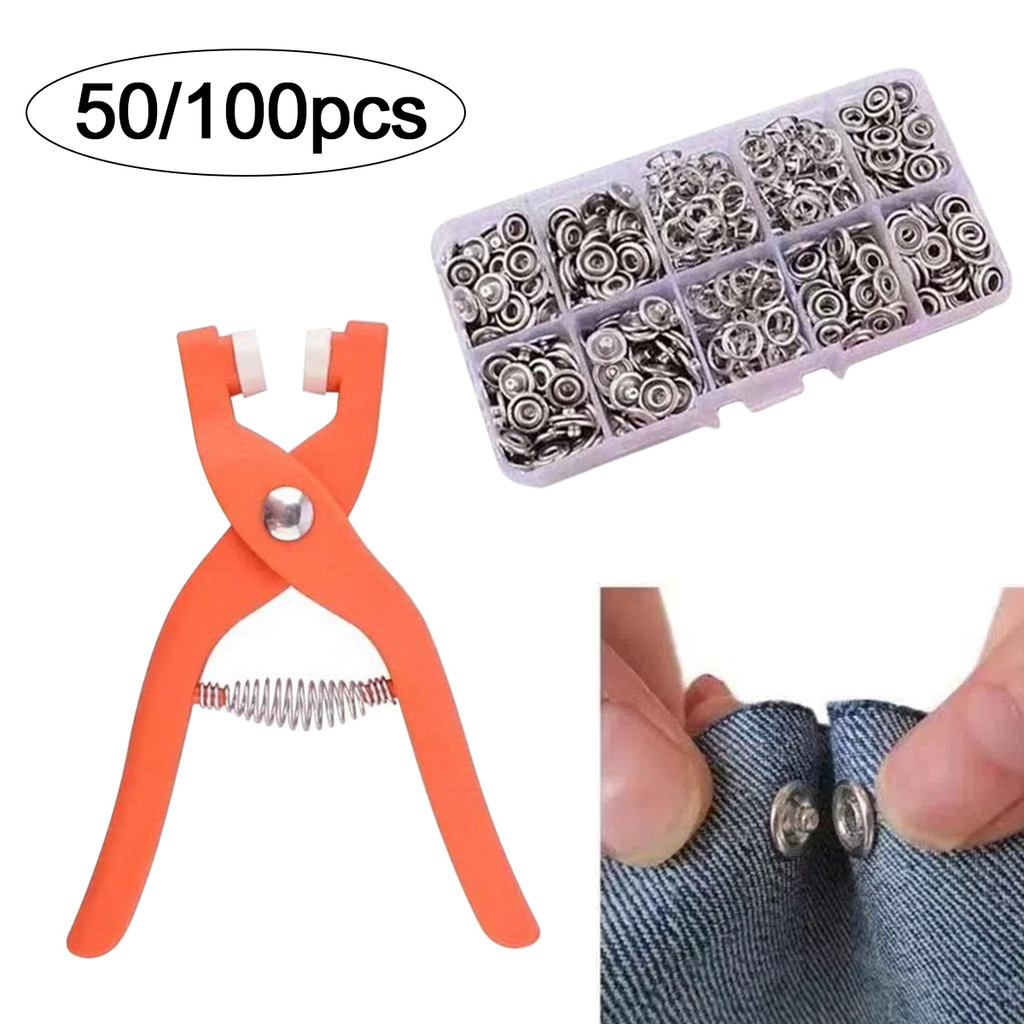 Snap Button Kit With Hand Pressure Pliers 50/100pcs Snaps , Metal Snaps ...