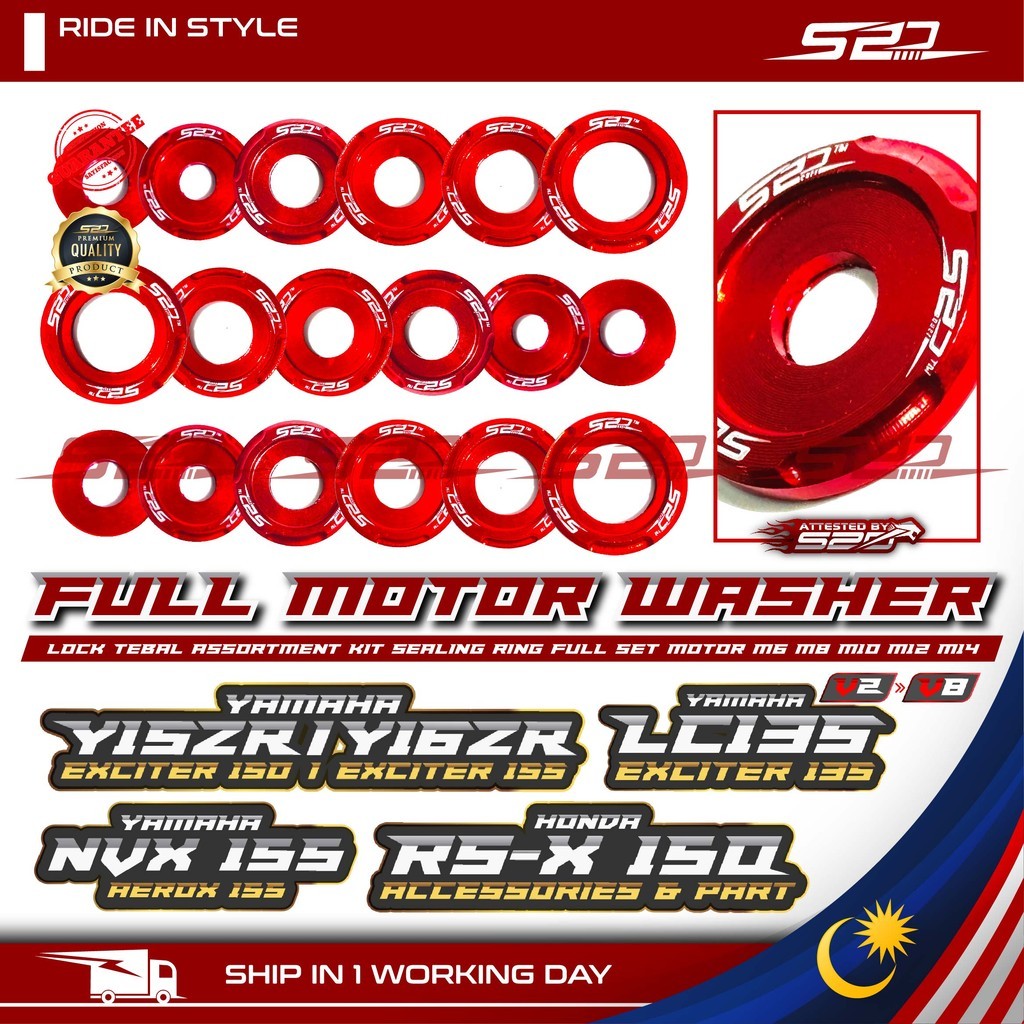 Full Motor Washer SPD RS-X Y15 Y16 LC NVX XMAX WINNER X EXCITER 135 150 ...