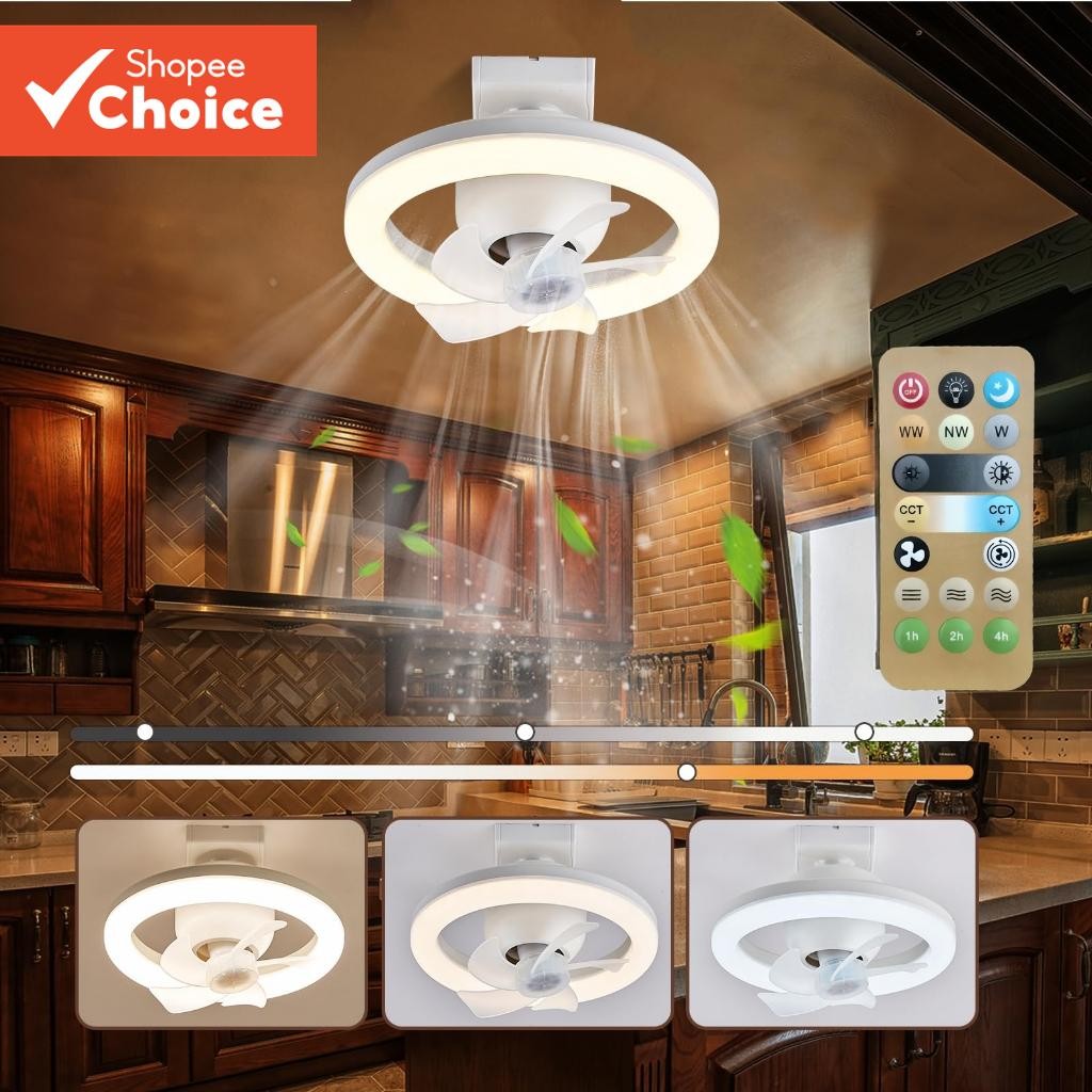 Socket Fan Light with Remote E27Base Screw Small Ceiling Fans with ...