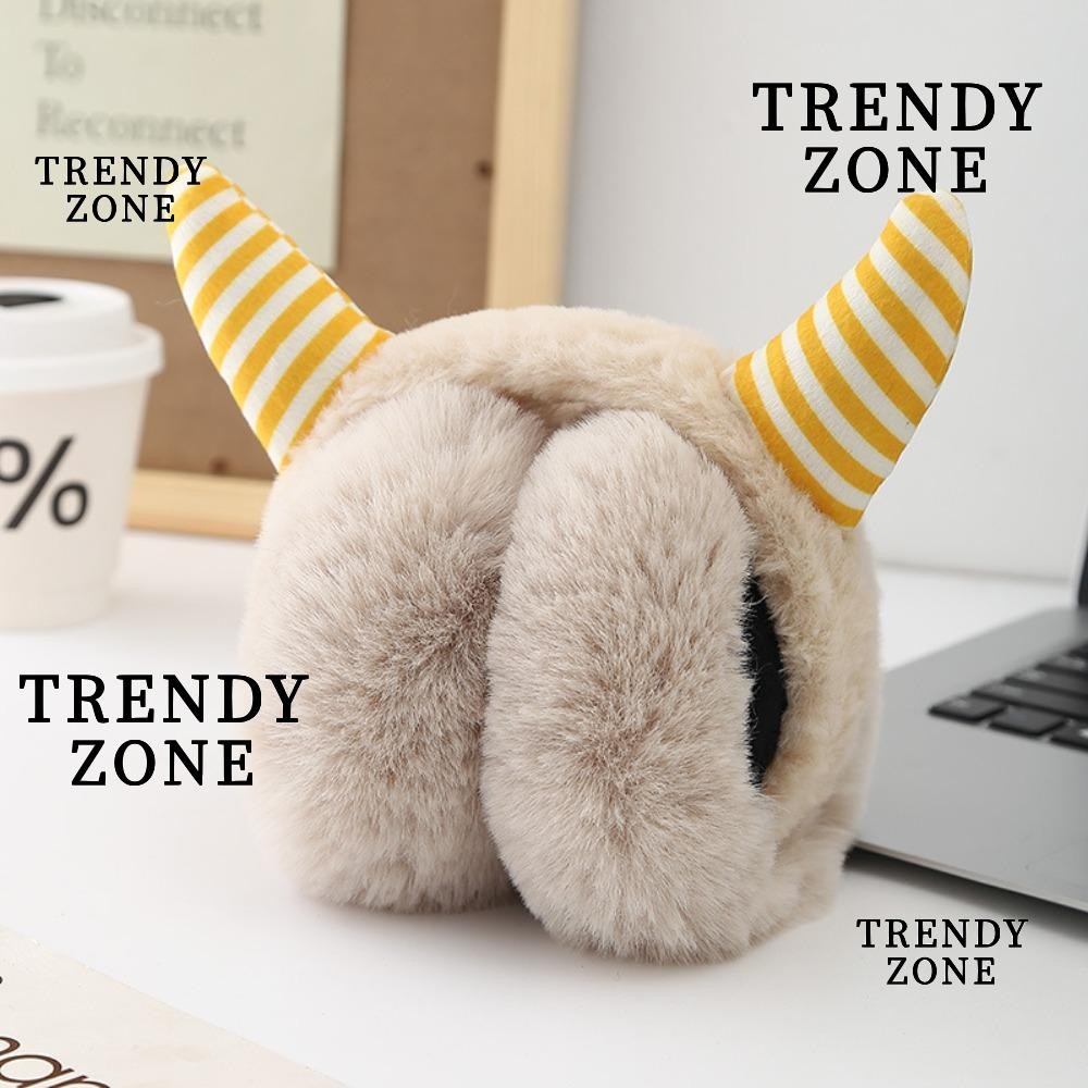 TRENDYZONE Rabbit Ear Warm Earmuffs, Soft Plush Folding Earflap, Christmas Gifts Cute Horns Keep ...
