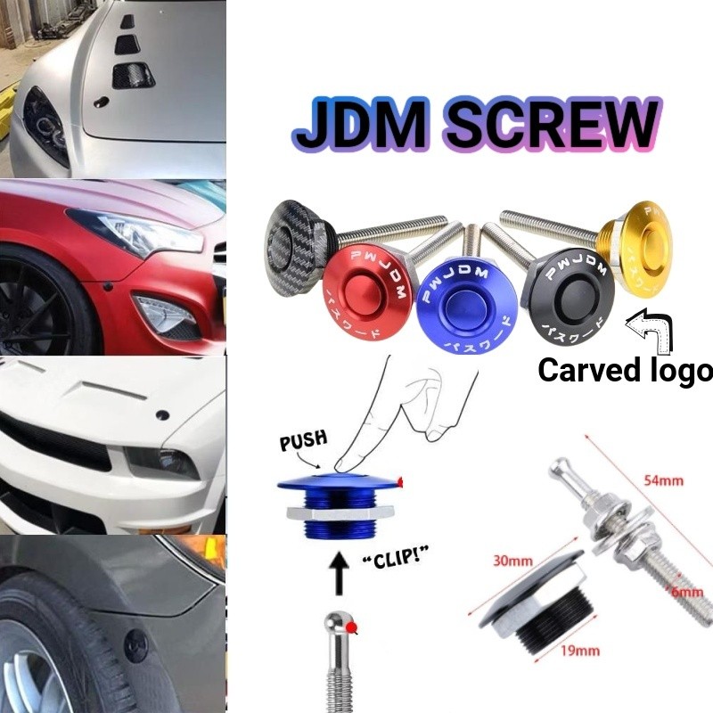 Car JDM Quick Release Latch Push Button Hood Pin Front Bumper Hood Lock ...