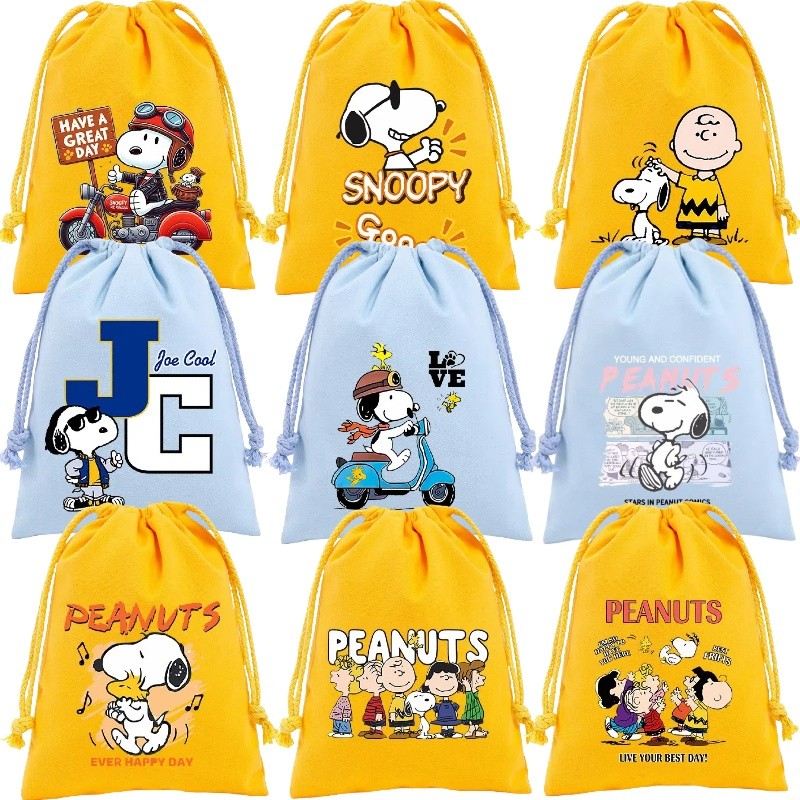 New Snoopy drawstring bag cartoon storage bag gift bag plush cloth bag ...