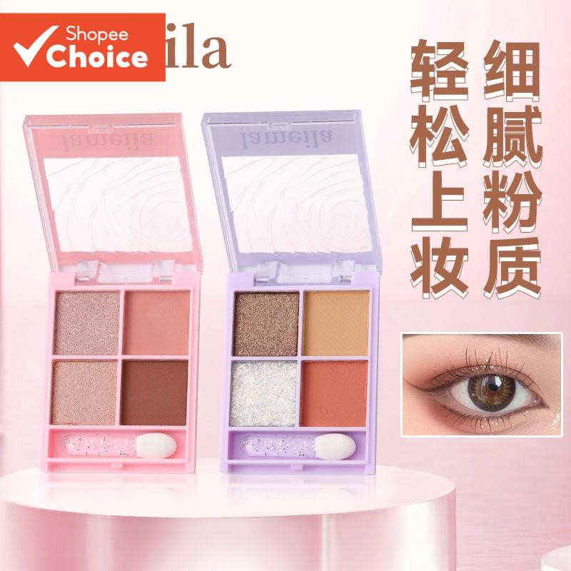 Four-color Eyeshadow Palette Pearlescent Matte Pink Earth Brightening ...