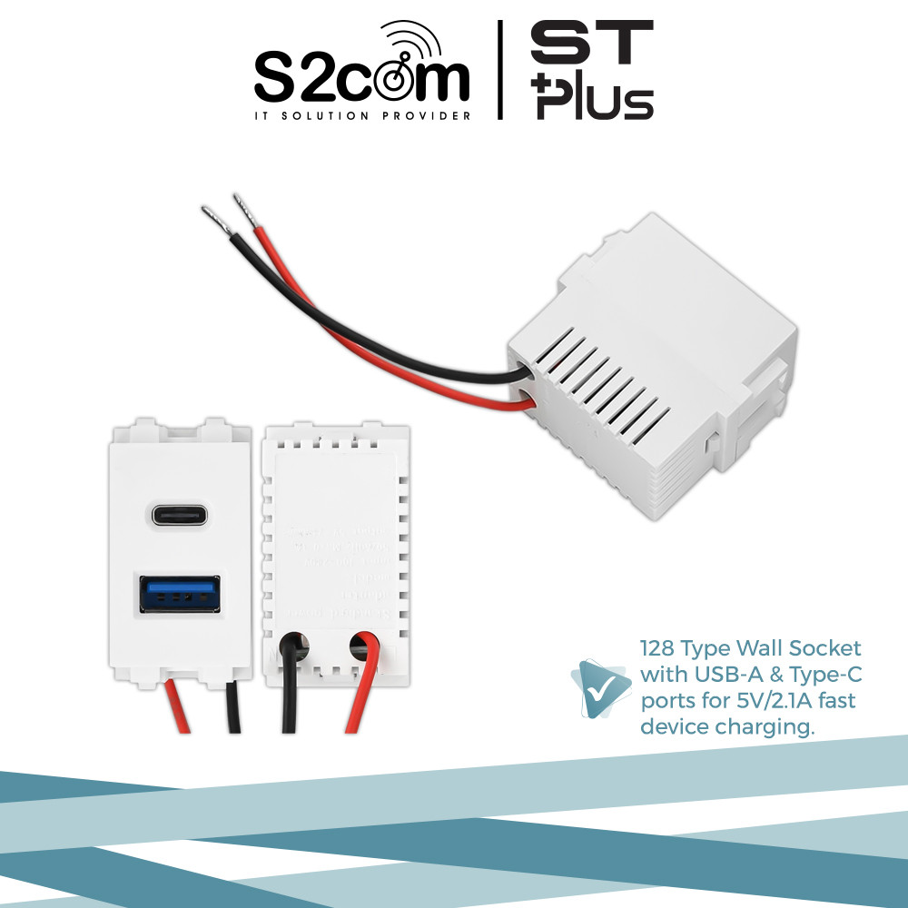 128 Type USB Power Socket Module 220V Outlet with USB + Type C 5V 2.1A ...