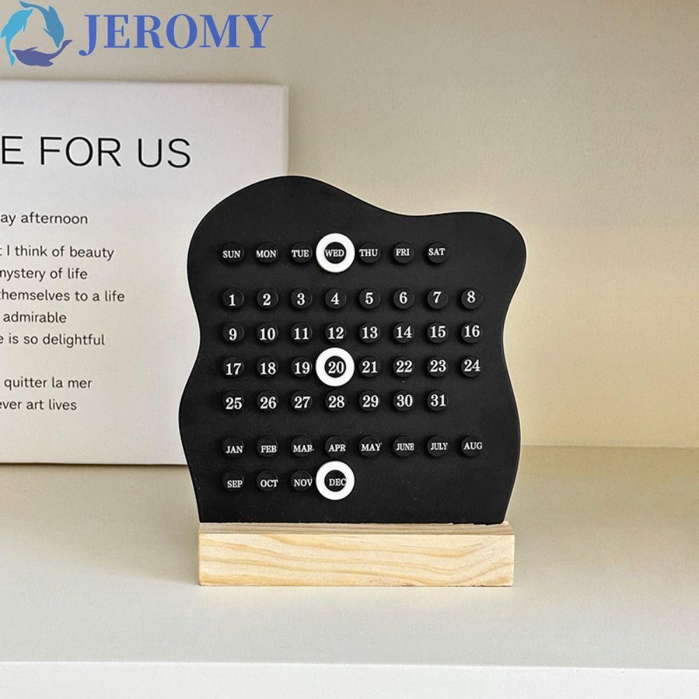 JEROMY Manual Perpetual Calendar, Creative Month Date Display Wooden ...