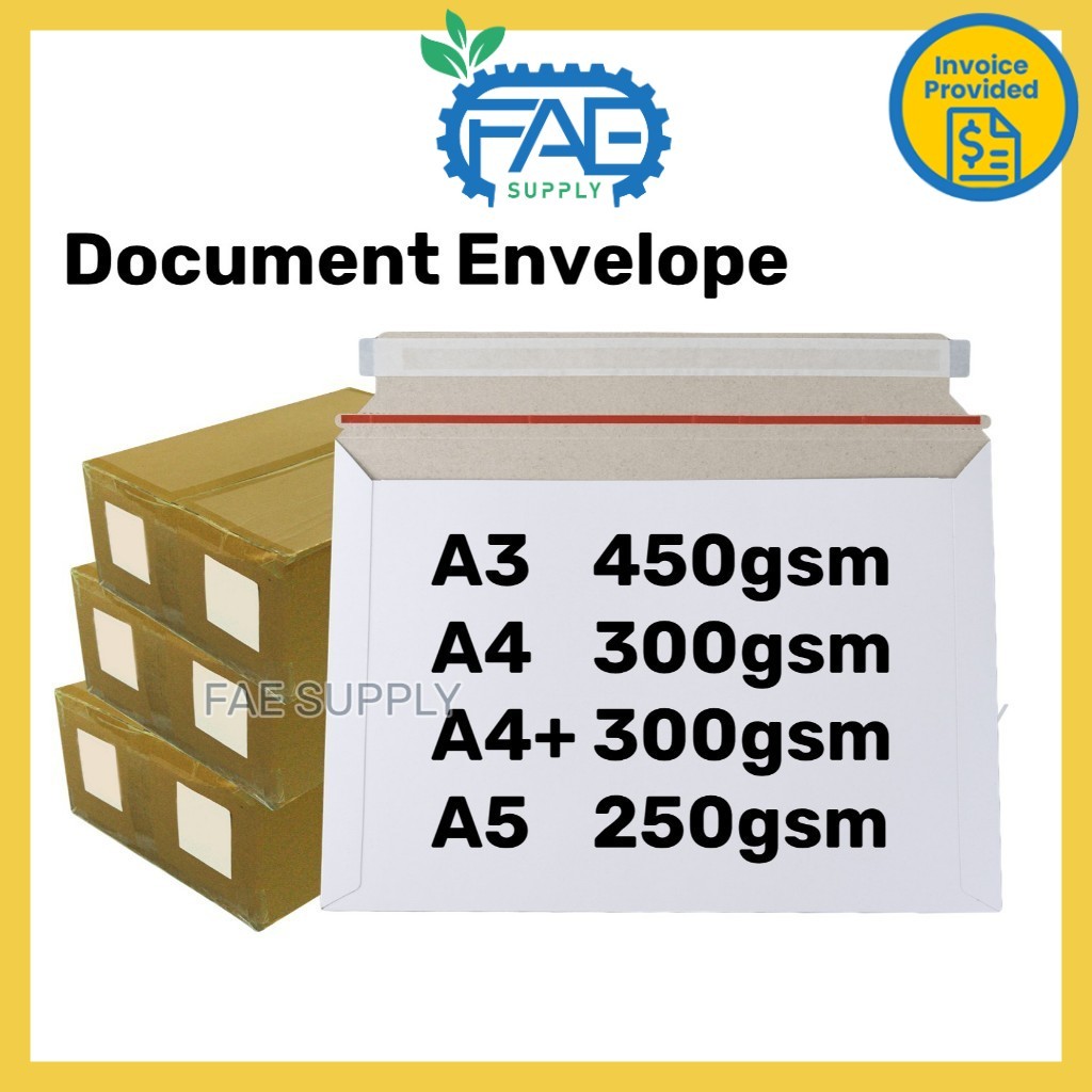Document Envelope Hard White Cardboard Sampul surat putih keras A5 A4 ...