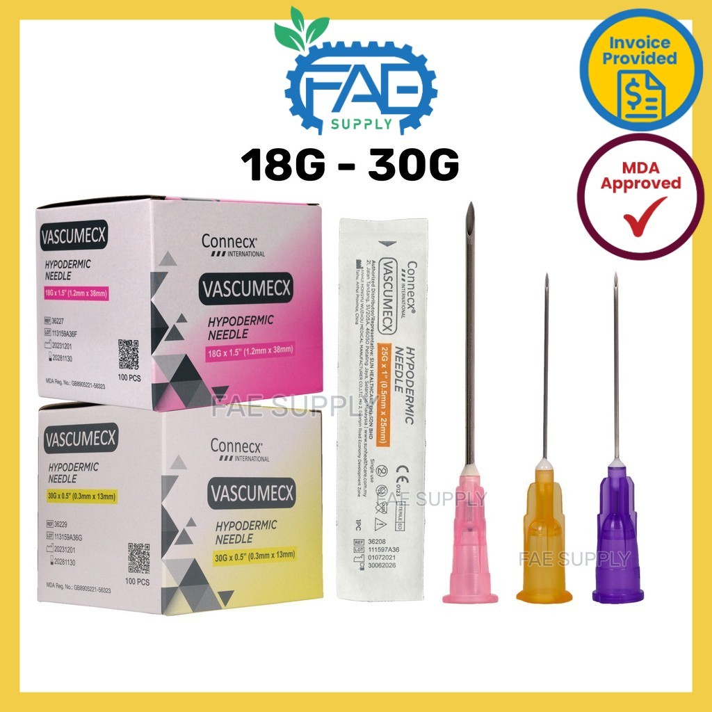 Jarum Needle 18G 19G 21G 22G 23G 24G 25G 26G 27G 30G Connecx Vascumex ...