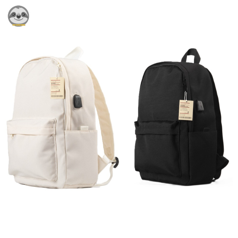 Japanese Muji Style/Waterproof Solid Color with USB Backpack/Leisure ...