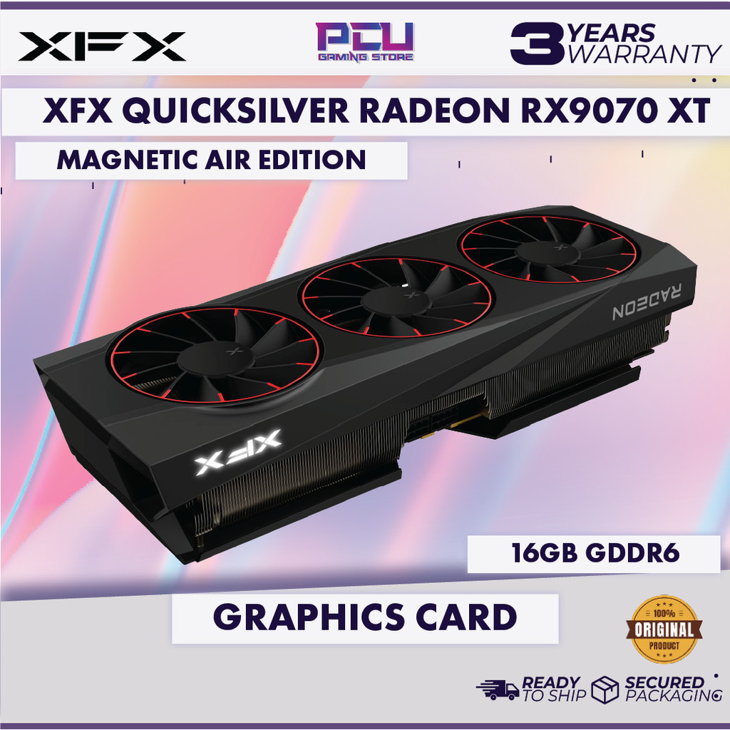 XFX QUICKSILVER AMD RADEON RX 9070XT MAGNETIC AIR EDITION 16GB GDDR6 ...