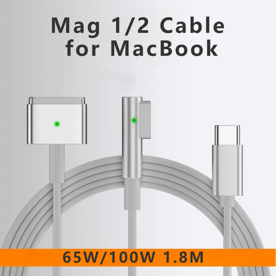 USB Type-C to Mag 1/2 Magnetic Charging Cable PD 100W T-Tip Adapter ...