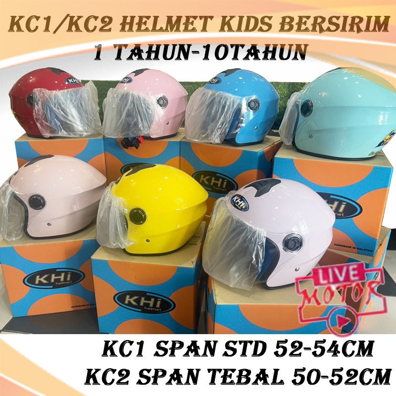 Helmet Kanak Kanak Sirim KHI KC1 KC2 Kid Helmet [KC1 Size M 57cm fit 6-9 Tahun] [KC2 Size S 54cm ...