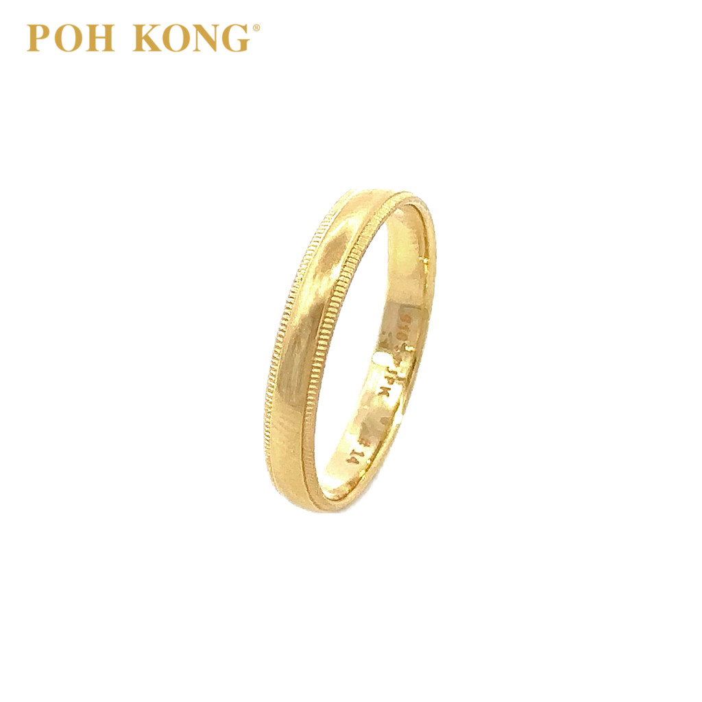 POH KONG 916/22K Yellow Gold Plain Textured Edge Ring | Shopee Malaysia