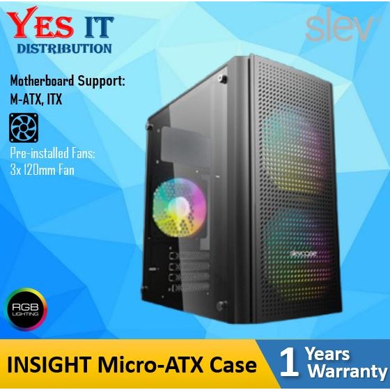 Slevcase Insight Micro ATX Casing WITH 3 PCS SF120 ARGB FANS ...