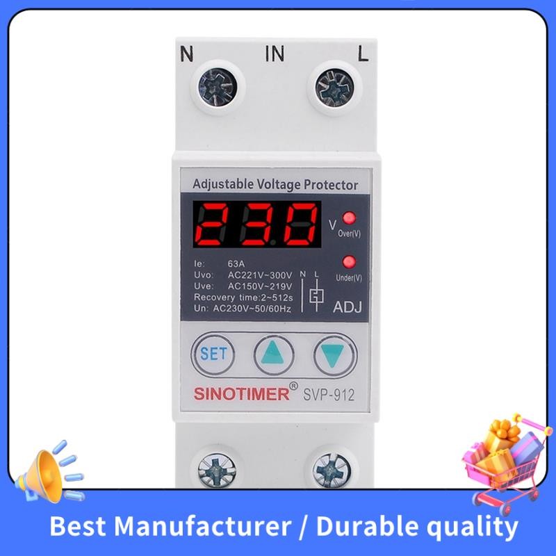 【NEW】SINOTIMER 63A Voltage Protect Relay 230V 50/60Hz Din Rail Adjustable Automatic Recovery ...
