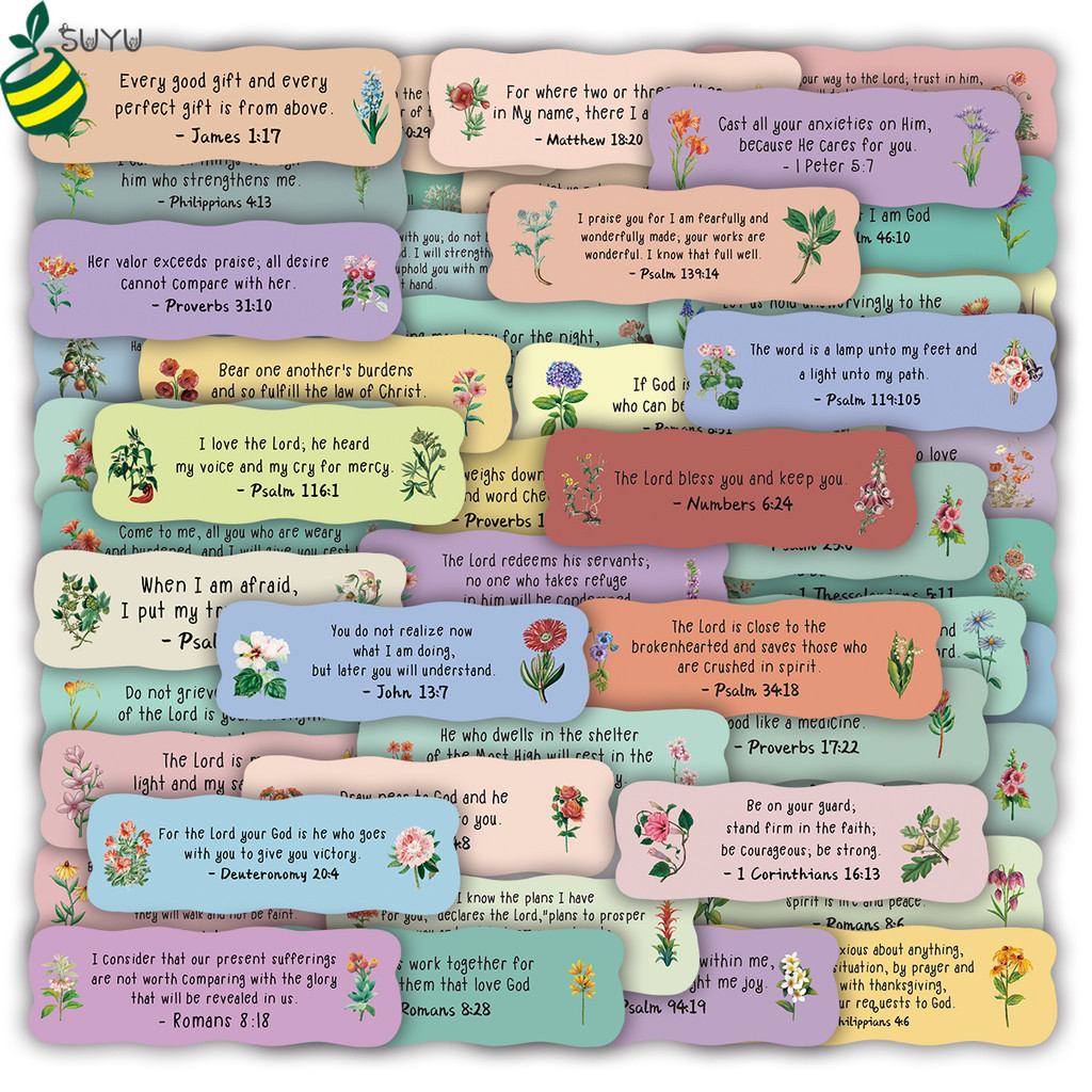 50pcs Inspirational Bible Verse Stickers, Christian Motivational Self ...