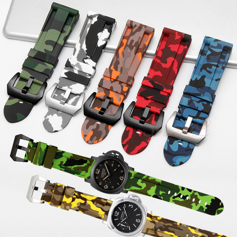 22mm 24mm 26mm Silicone Universal Watch Band Camouflage Rubber Watch ...