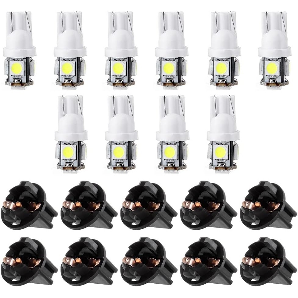 cciyu (10) T10 5-5050-SMD PC194 LED Bulb Instrument Panel Cluster Dash ...