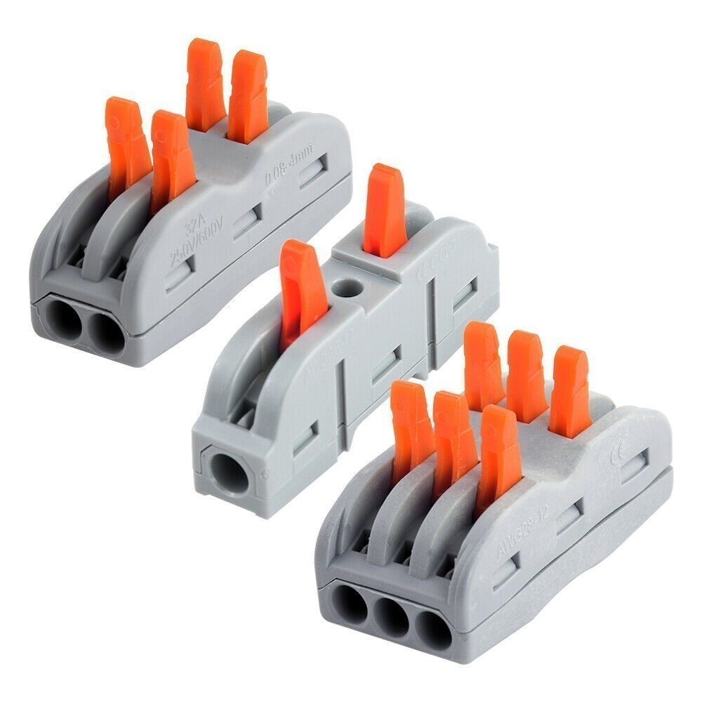 (MULSTORE) 20PCS SPRING LEVER TERMINAL BLOCK ELECTRICAL CABLE WIRE ...