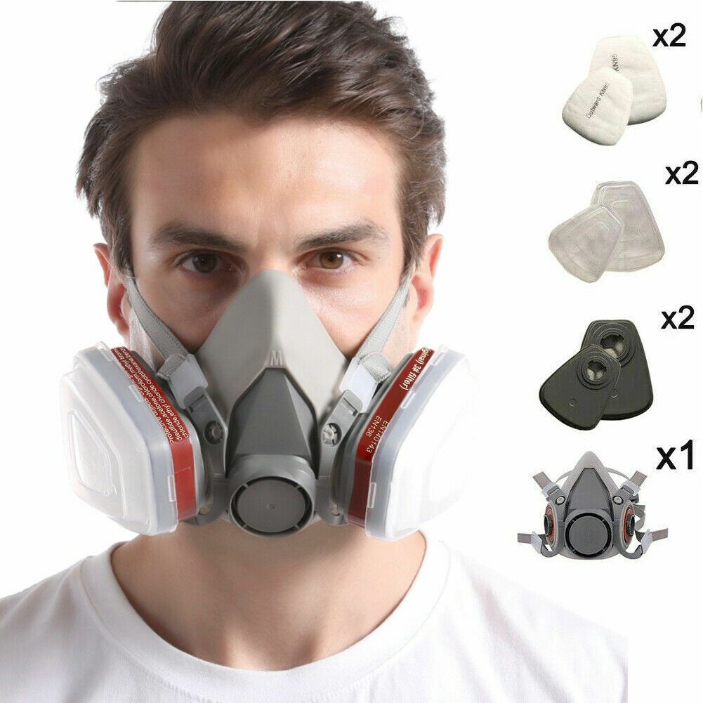 Double Filter Dust Safety Mask 6200 7 In 1 Sanding Spraying Face Cover ...
