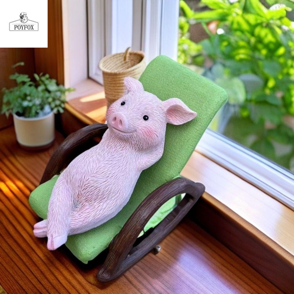 POYFOX Rocking Chair Lying Animal Ornaments, Cartoon Cute Rabbit Pig ...