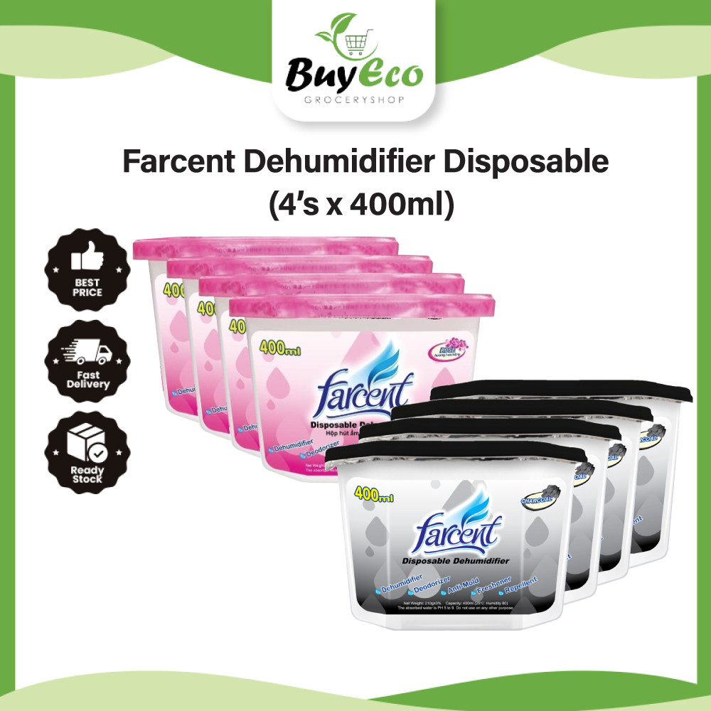 [Value Pack] Farcent Dehumidifier Disposable 400ml x 4's (Rose / Charcoal) | Shopee Malaysia