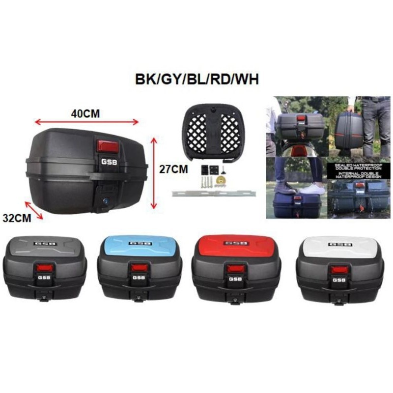 TOP BOX [GSB] PLASTIC [WT PLATE] 37L/47L [BK] | Shopee Malaysia