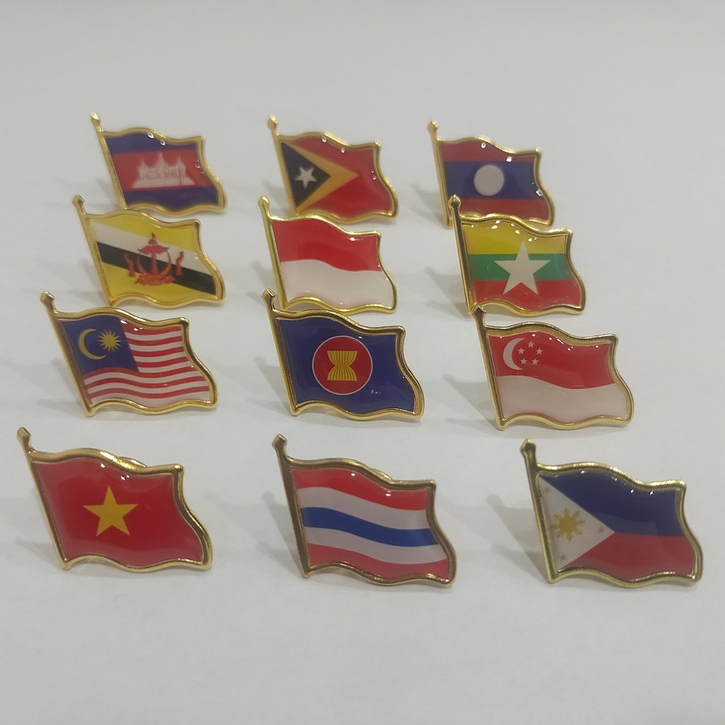 Flags of ASEAN Countries Pins Southeast Asian Flag Brooches Singapore ...