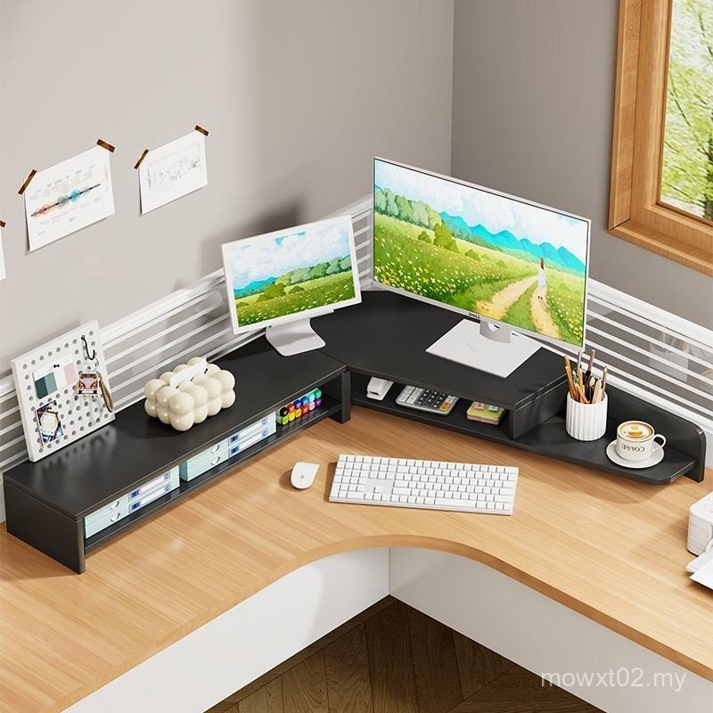 Computer Elevated Rack Monitor Screen Stand Solid Wood Desktop Storage ...