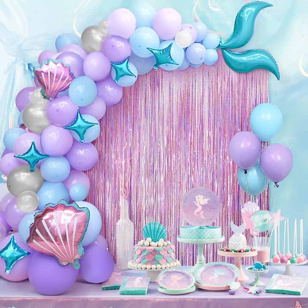 New Mermaid Theme Balloon Chain Set Mermaid Tail Balloon Latex Balloon ...