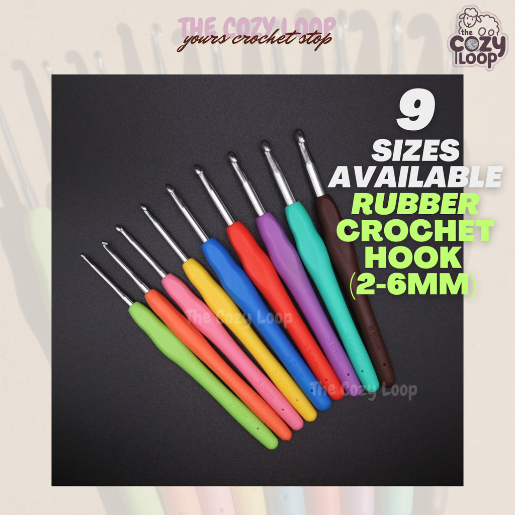 Cozy Loop 9 Sizes Available Rubber Crochet Hook Jarum Kait Pemegang ...
