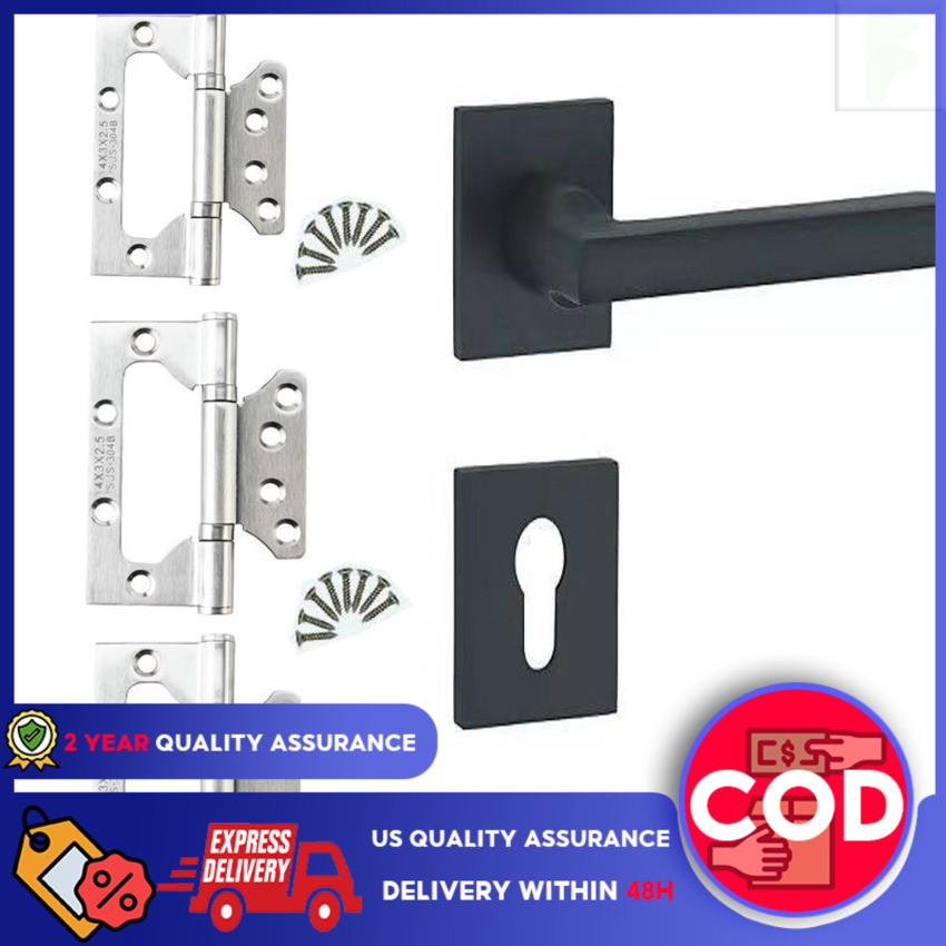Black Lever Door Handle Set – Lever-Type Door Knob with Key Lock ...